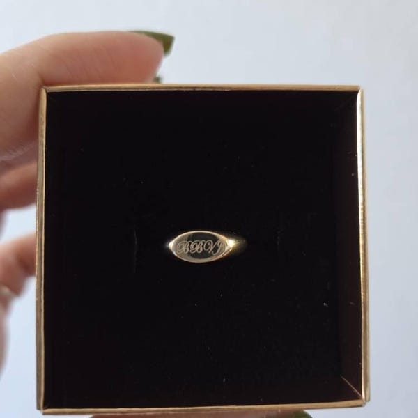 Square Signet Ring 8mm, 14k 18k 10k Solid Gold Geometric Pinky Ring ...