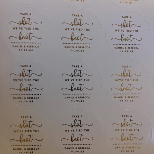 Take A Shot Wedding Stickers Custom Shot Glass Labels Wedding Favor ...