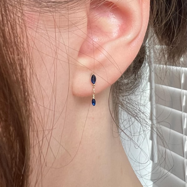 14K Solid Gold Vertical Helix Piercing/hidden Rook Dangle Earring ...