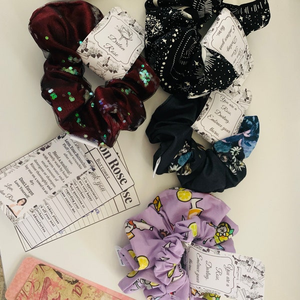 Black Cats and Spell Books Satin Scrunchie Purple Satin Hair Scunchie ...