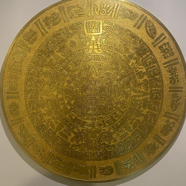 Mayan Empire Calendar | Real 24K Gold - Ancient Piedra Del Sol Aztec ...