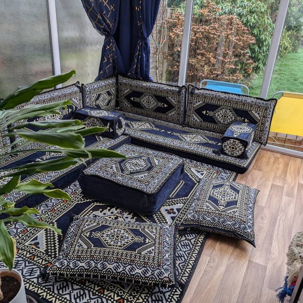 Ottoman Floor Seating, Traditional Floor Sofa, U-shaped Floor Cushion ...