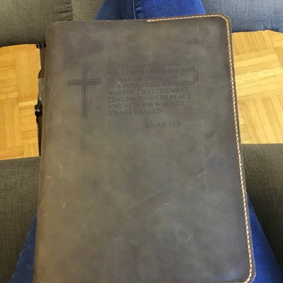 Personalized Leather Cover for Bible KJV , Custom Leather Holy Bible ...