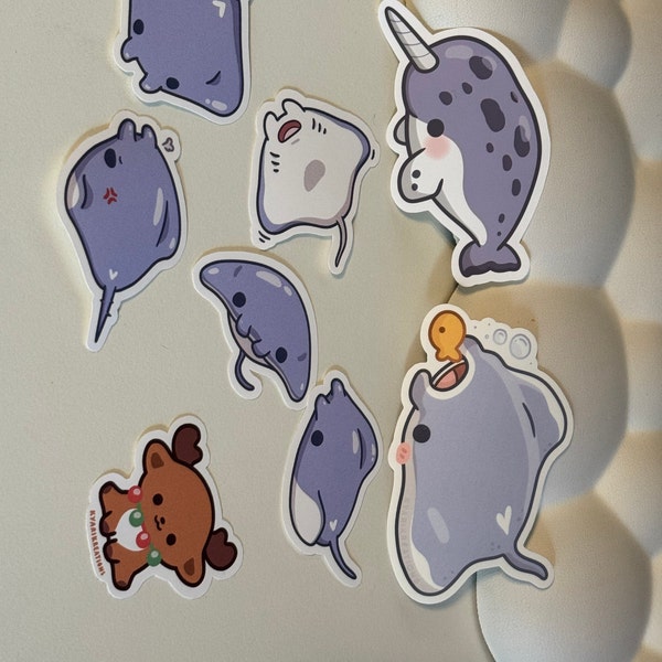 Cute Snacking Shark Stickers, Shark Eating Goldfish Cracker Stickers ...