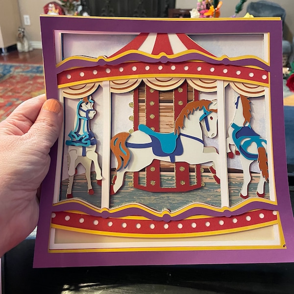 3D CAROUSEL SVG - CARNIVAL Shadow Box Svg -layered Cardstock Svg - for ...