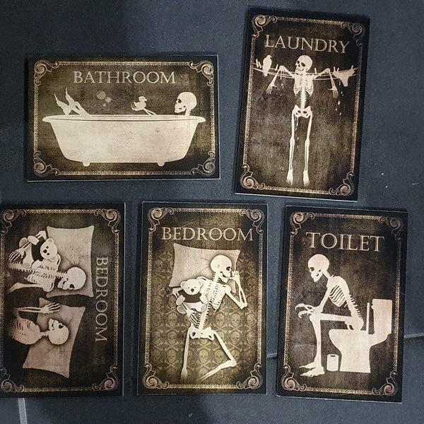 Gothic Door Signs,set of 2 Signs,ladies and Gents Signs,skull Signs ...