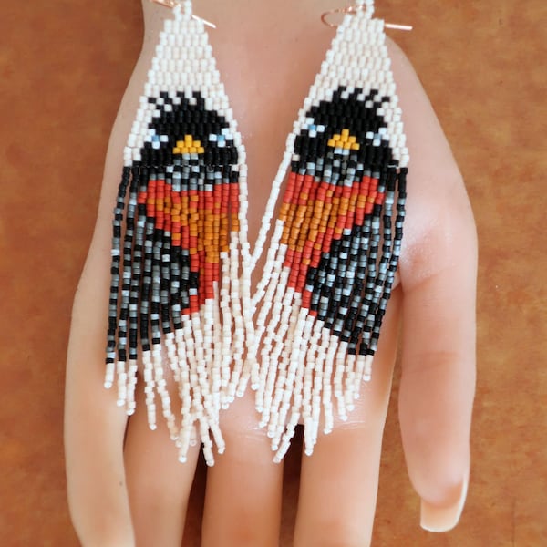PDF BEADING PATTERN Birds Raven Beaded Oval Earrings Pattern - Etsy