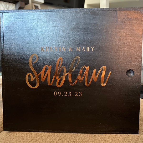 Personalized Wedding Card Drop Box | Engraved Slidetop Wood Box With ...