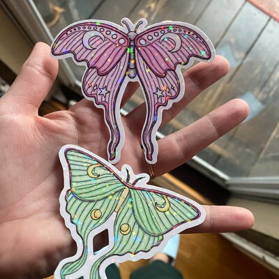 Regal Moth Holographic Sticker, Regal Moth Sticker, Laminated Sticker ...