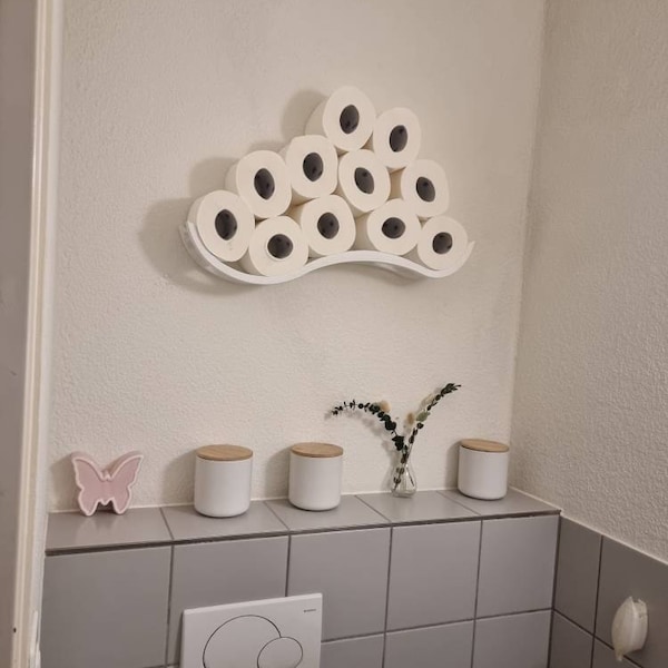 Wall Mount Toilet Paper Holder, Wood TP Floating Storage Shelf for ...