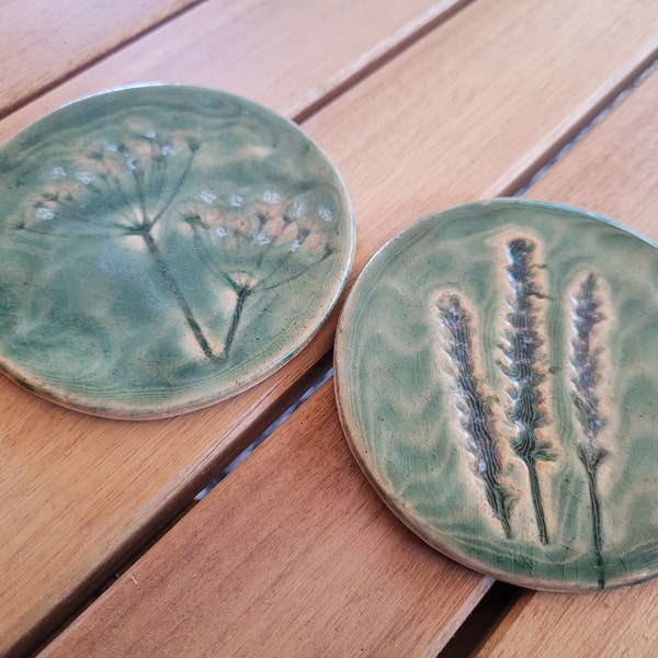 Green Meadow Wild Flower Ceramic Coasters, Set of Four Ceramic Coasters ...