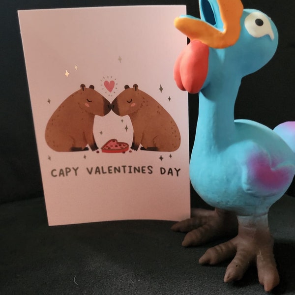 Capy Valentine's Day Card - Happy Capybara Cards - Capybara Lover Gift ...