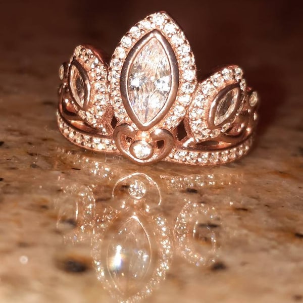Rapunzel Crown Tangled Promise Ring - Rose Gold Sterling Silver ...