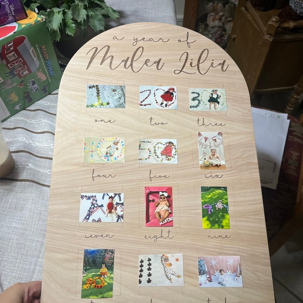 One Year of | Birthday Photo Board | Party Supplies | Wood Photo Memory ...
