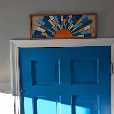 Sunrise Wooden Wall Art Sea Sunset Abstract Boho Décor Sun Shine Wall ...