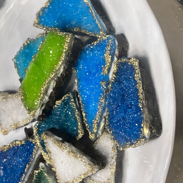 Crystal Geode Rock Cookie Gold Edged Gem Sugar Rock Candy Gemstones ...