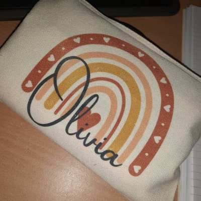 Personalised Rainbow Pencil Case Makeup Bag Personalised Gift ...