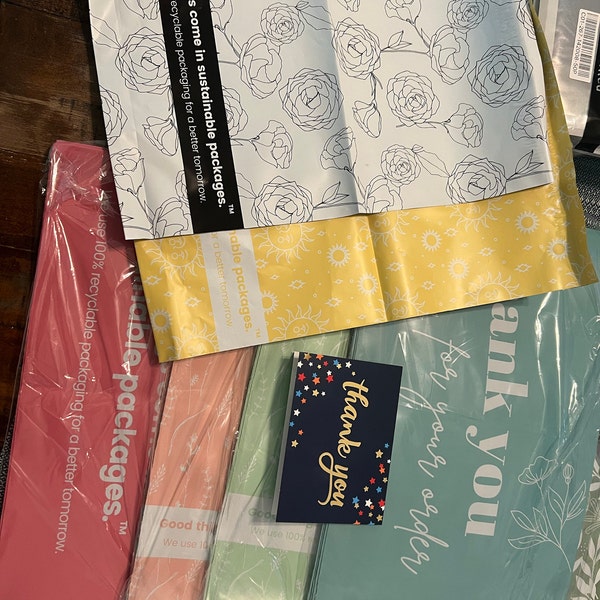 Eco-friendly Poly Mailers 10x13, Green Wild Flowers, Pack of 25, 50 or ...
