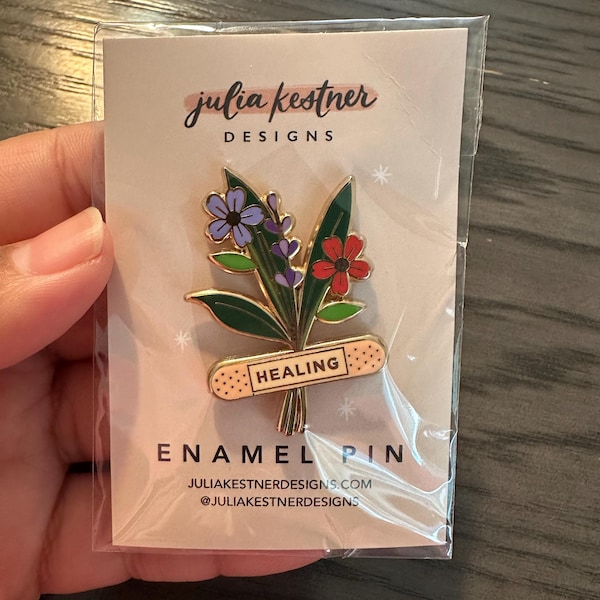 Healing Enamel Pin | Floral Enamel Pin | Mental Health | Self-care ...