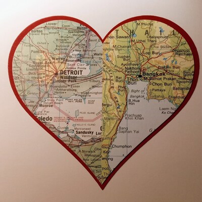 Romantic Gift for Long Distance Relationship Framed Map Heart - Etsy