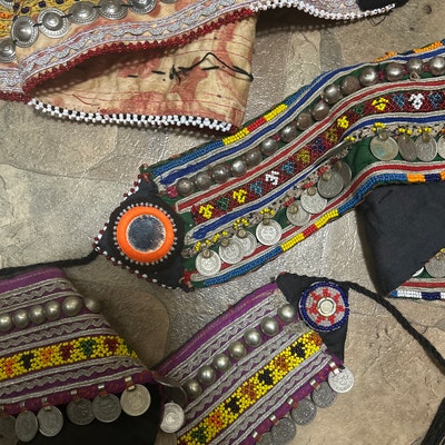 Beaded Kuchi Panel With Ties. headdress Boot Strap Choker. - Etsy