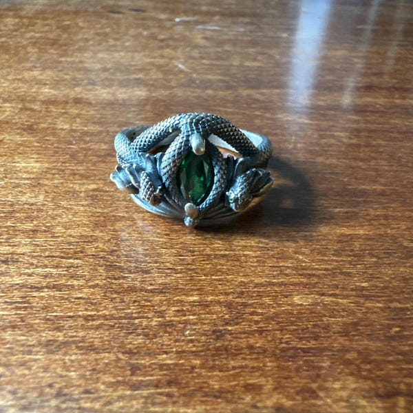 Two Snakes Ring, Sterling Silver Ring, Ring of Barahir, Elessar Ring ...