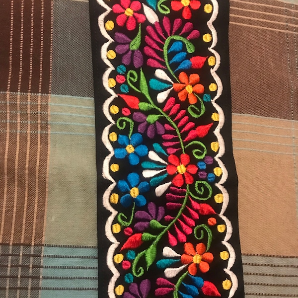 Embroidery Mexican Colorful Belt, Cinco De Mayo Waist Black Sash Belt ...