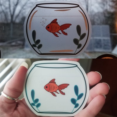 Goldfish Bowl Clear Sticker Laptop Sticker Notebook Sticker Vinyl ...