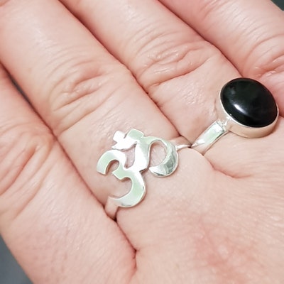 Om Mani Padme Hum Ring Sterling Silver OHM AUM Jewelry, Om Jewellery ...