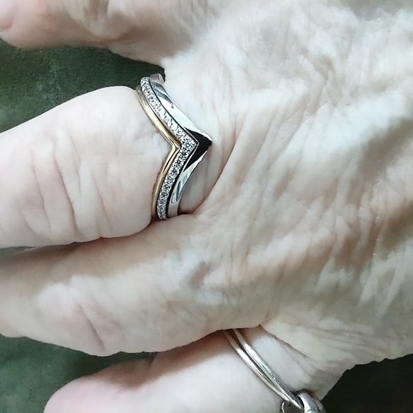 V Ring Set, Stacking Ring, Chevron Ring, Minimalist Ring, Wedding Band ...