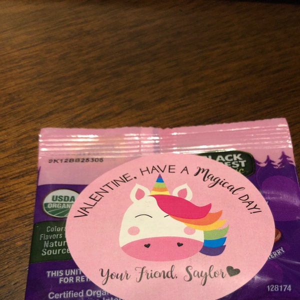 Personalized Unicorn Valentine Sticker, Have a Magical Valentines Day ...