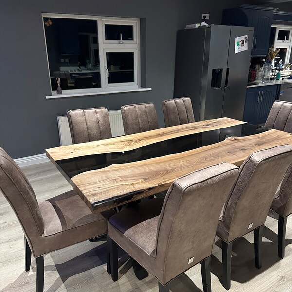 108" X 40" Walnut Tree Smoke Epoxy Dining Table, Conferance Resin Table ...