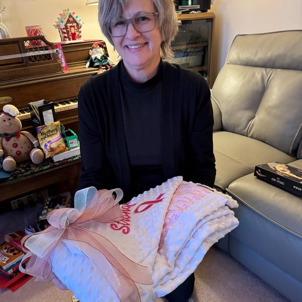 Personalized Breast Cancer Awareness Blanket, Chemo Comfort Blanket ...