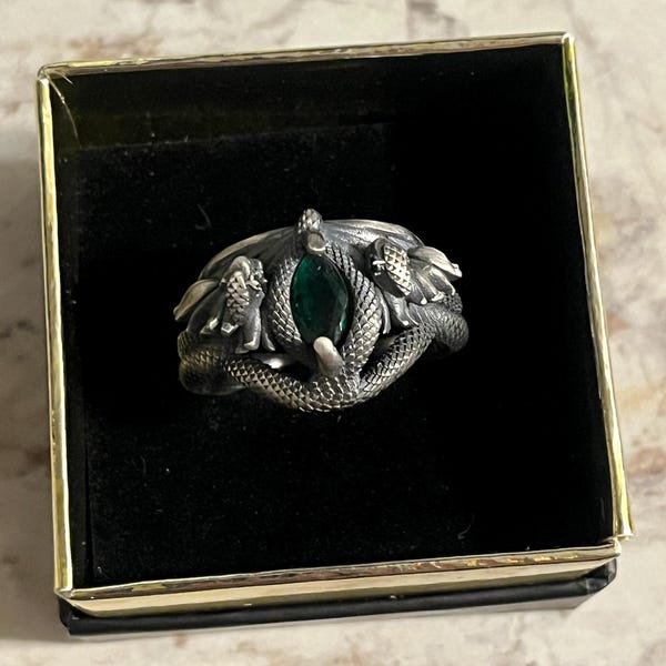 Two Snakes Ring, Sterling Silver Ring, Ring of Barahir, Elessar Ring ...