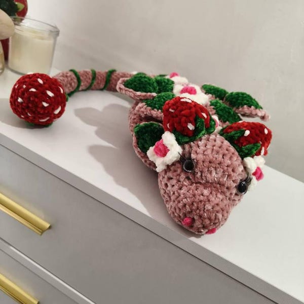 Straberis the Fairy Dragon Crochet Pattern, Strawberry Dragon Crochet ...