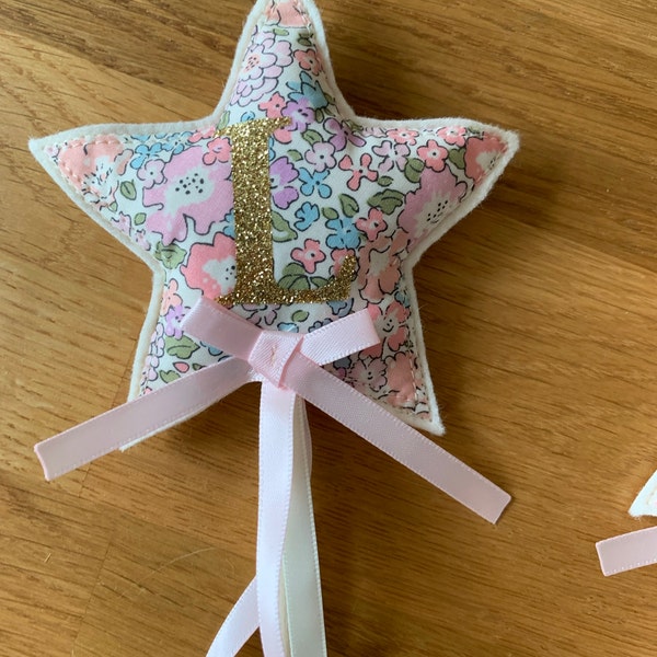 Liberty Fabric Number Wand, Birthday Wand, Wishing Wand, Fairy Wand ...