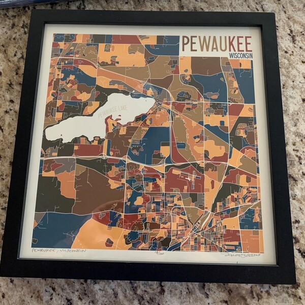 Pewaukee - Wisconsin Art Map Print (waukesha County, Lake Country ...