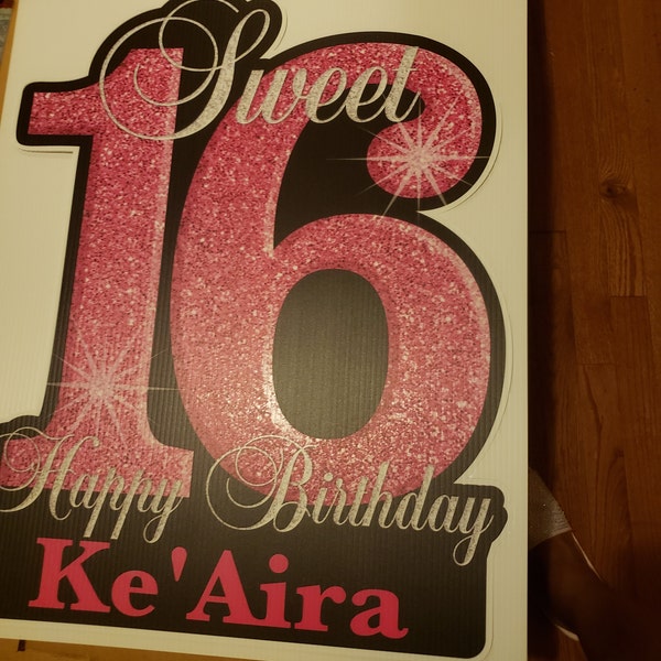 Sweet 16 Personalized Birthday Yard Sign, Lawn Decoration, Printed - Etsy