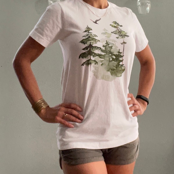 Watercolor Trees Shirt, Forest Graphic Tee, Nature Tshirt, Watercolor ...