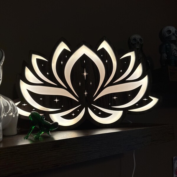 Coppermoon Lotus Flower Lamp, Night Light, Lotus Flower Art, Lotus Lamp ...