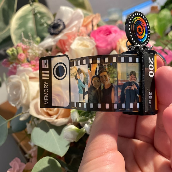 10-40 Photos Keychain Film Roll, Personalized Camera Film Roll Keyring ...