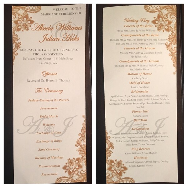 Printable Wedding Program Template,instant Download Gold Wedding ...