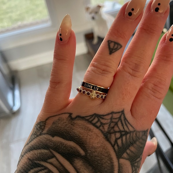 Skull Ring - Eternity Skull Ring - Skeleton - Garnet Ring - Etsy