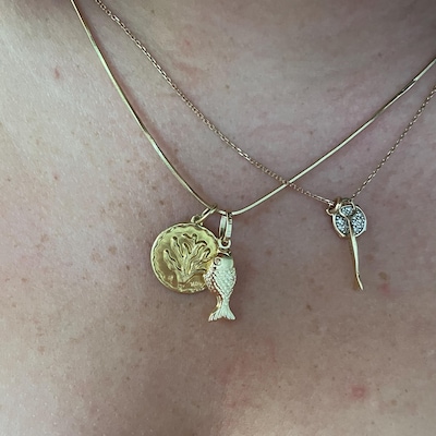 14K Solid Gold Fish Necklace, 14K Gold Fish Pendant, Fish Necklace ...