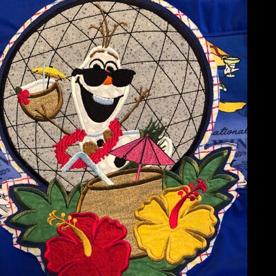 Frozen Olaf Cold Snowman Hula Applique Machine Embroidery Design ...