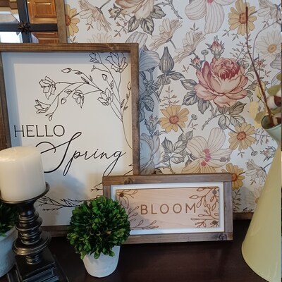 Spring Wood Sign, Farmhouse Spring Sign, Bloom Wood Sign, Spring Home ...