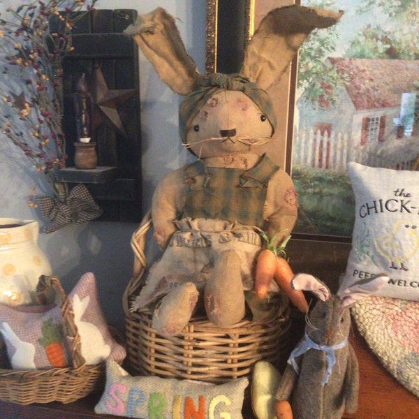 Rag Stuffed Doll With Her Dog/drawn Face - Etsy