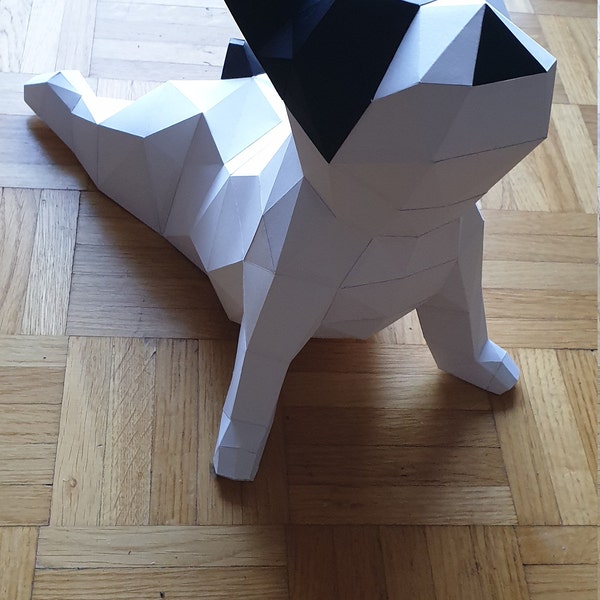 Yona DIY Yoga French Bulldog Papercraft Kit, Abstract Low Poly 3D ...