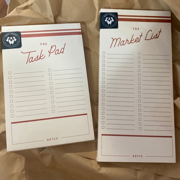 Retro Market List Notepad - Tear-off Notepad | Warm White Text Paper ...