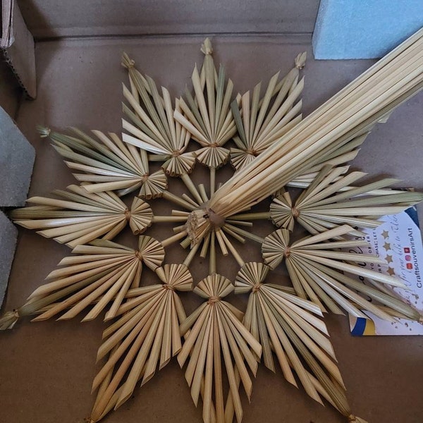 Tree Topper for Christmas.straw Stars.scandinavian Ornament.festive ...